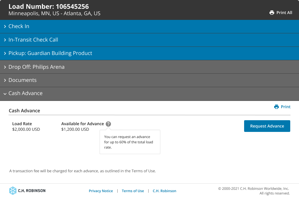 Get a Cash Advance in Navisphere Carrier | C.H. Robinson